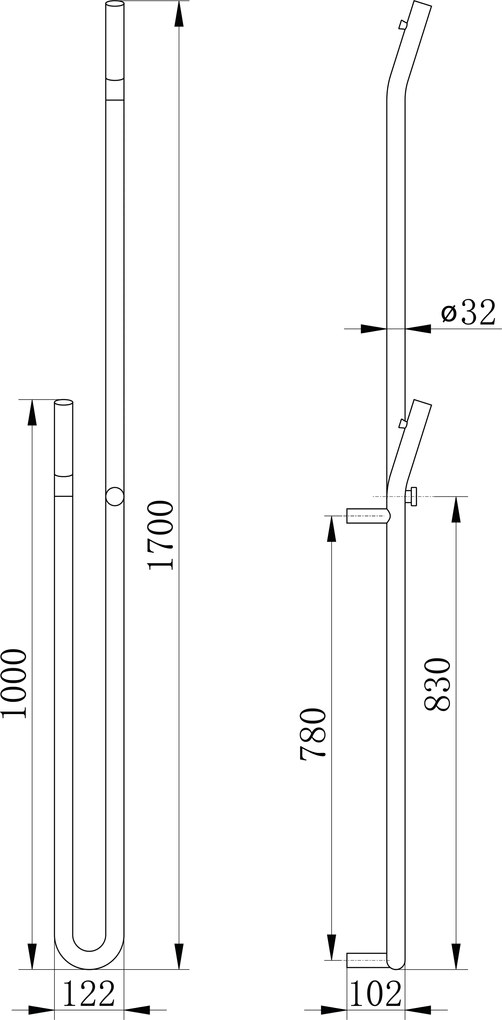Sapho Sapho, DUOPASSO elektrický sušák ručníků s časovačem, 122x1700mm, 45 W, černá mat, ER330