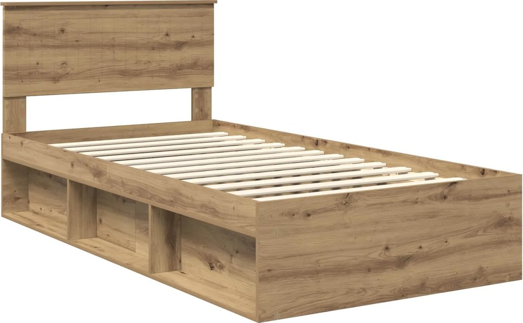 Rám postele Umělecký dub 100 x 200 cm Masivní borové dřevo 3410644