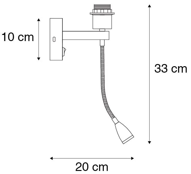 Moderní nástěnná lampa mosazná s flexibilním ramenem - Brescia Combi