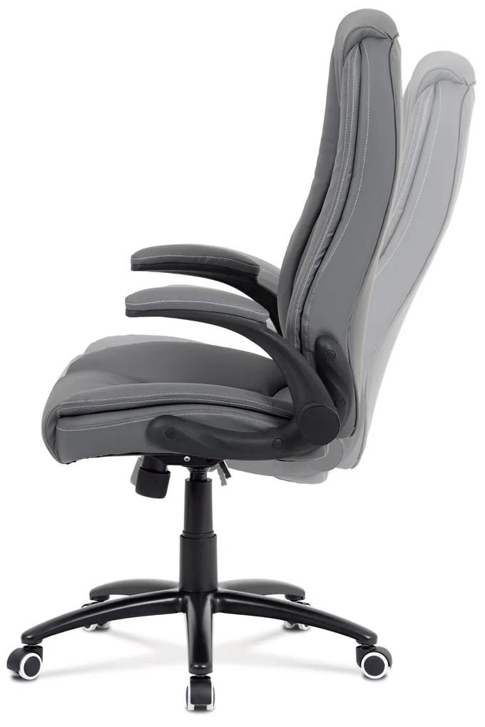 Kancelářská židle, potah šedá ekokůže, černý kovový kříž, houpací mechanismus, v - KA-G301 GREY