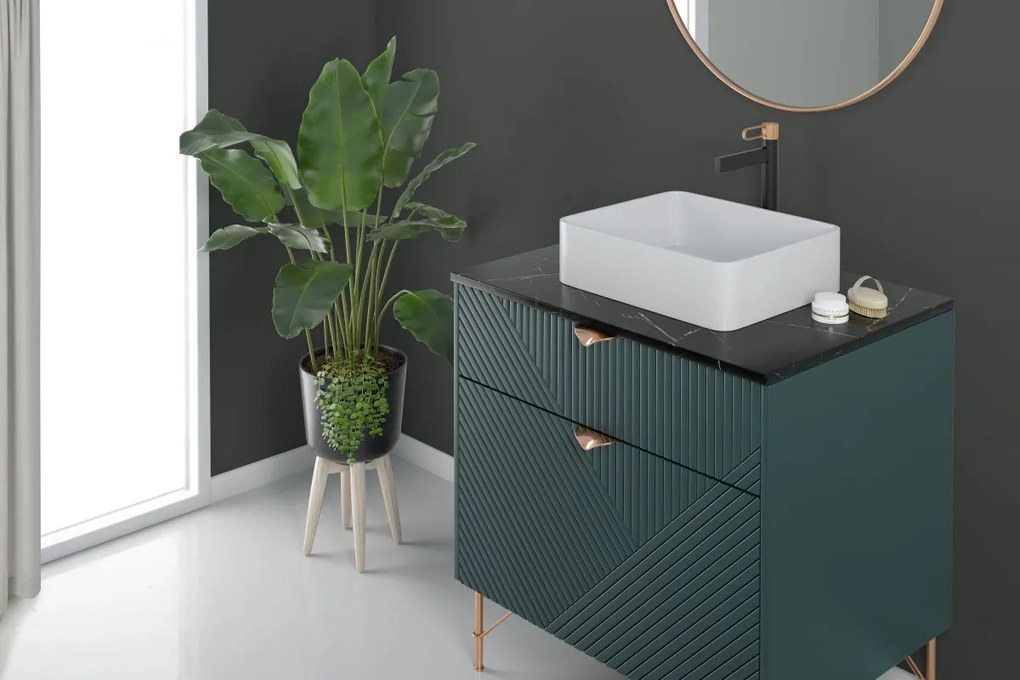 F-Design Zaffiro, vysoká umyvadlová baterie, černá matně-růžové zlato, FD1-ZFR-2L-25