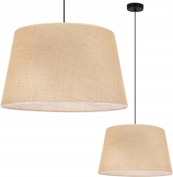Závěsná Stropní Lampa Jutový Lustr Boho, Béžová, Stínidlo Do Ložnice, 44 CM