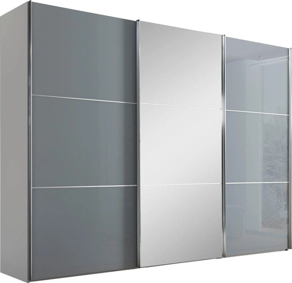 XXXLutz SKŘÍŇ S POSOUVACÍMI DVEŘMI, bílá, světle šedá, 249/222/68 cm Moderano - Šatní skříně - 000531006016