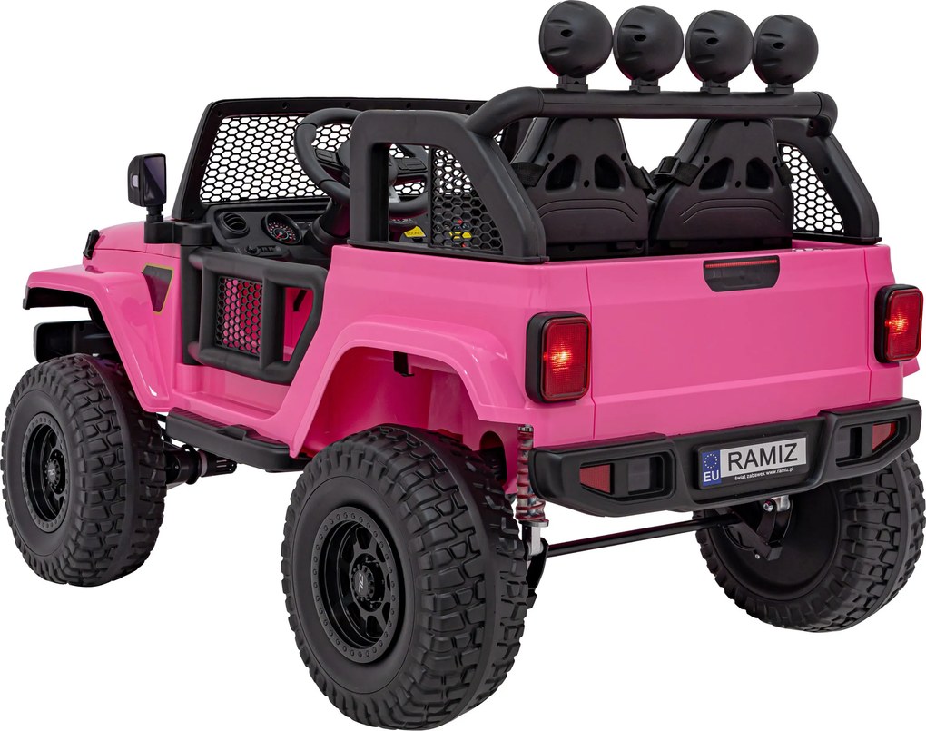 Ramiz Terénní auto OFF-ROAD 3.0 pro děti růžové + dálkové ovládání + pomalý start + pásy + LED a zvuky