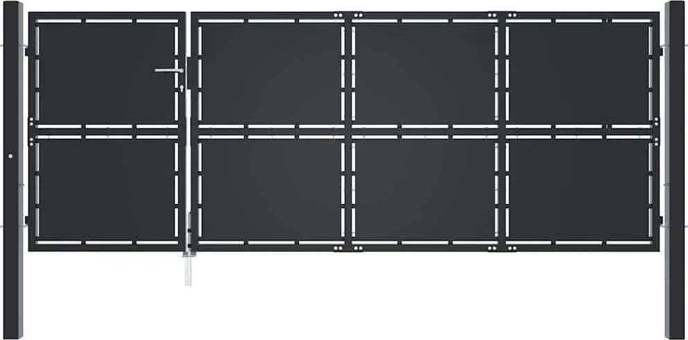 Zahradní brána ocelová 350 x 125 cm antracitová 144537