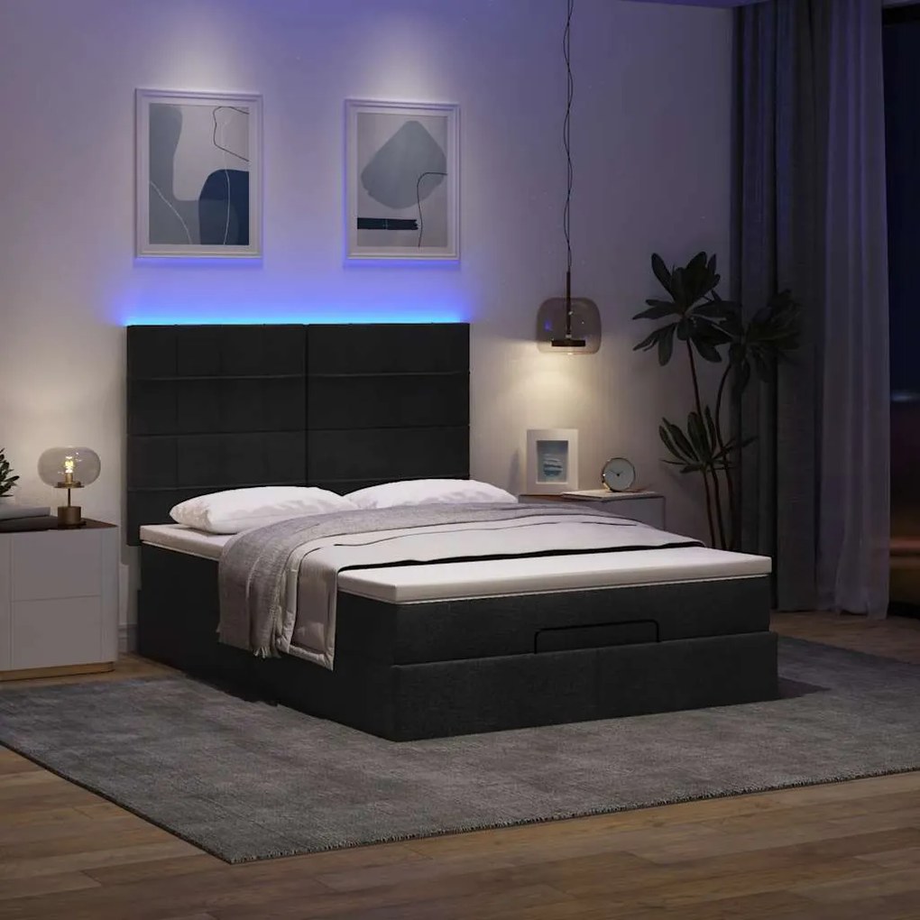 Osmanský rám postele s matrací černá 140x190cm textil 3314005