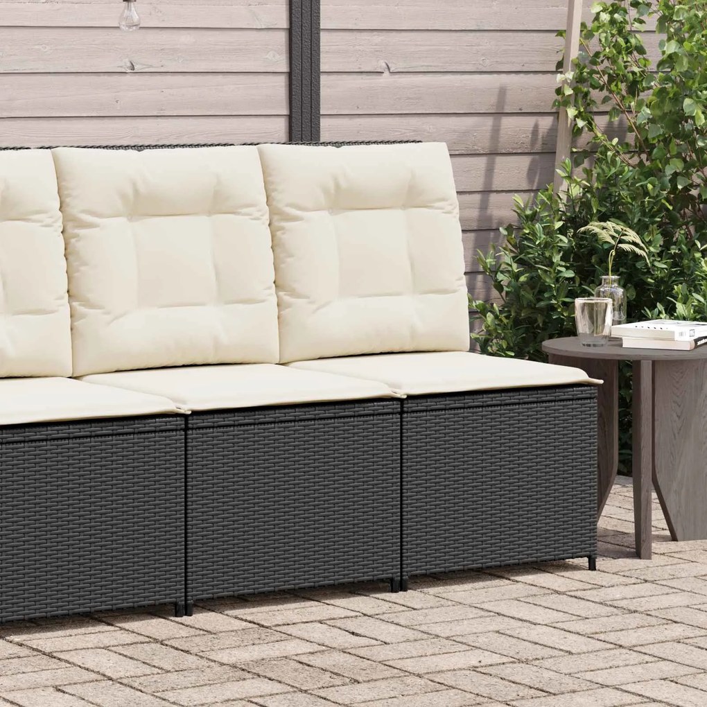 Zahradní sofa s polštářem Černá a krémově bílá polyratan 3394476