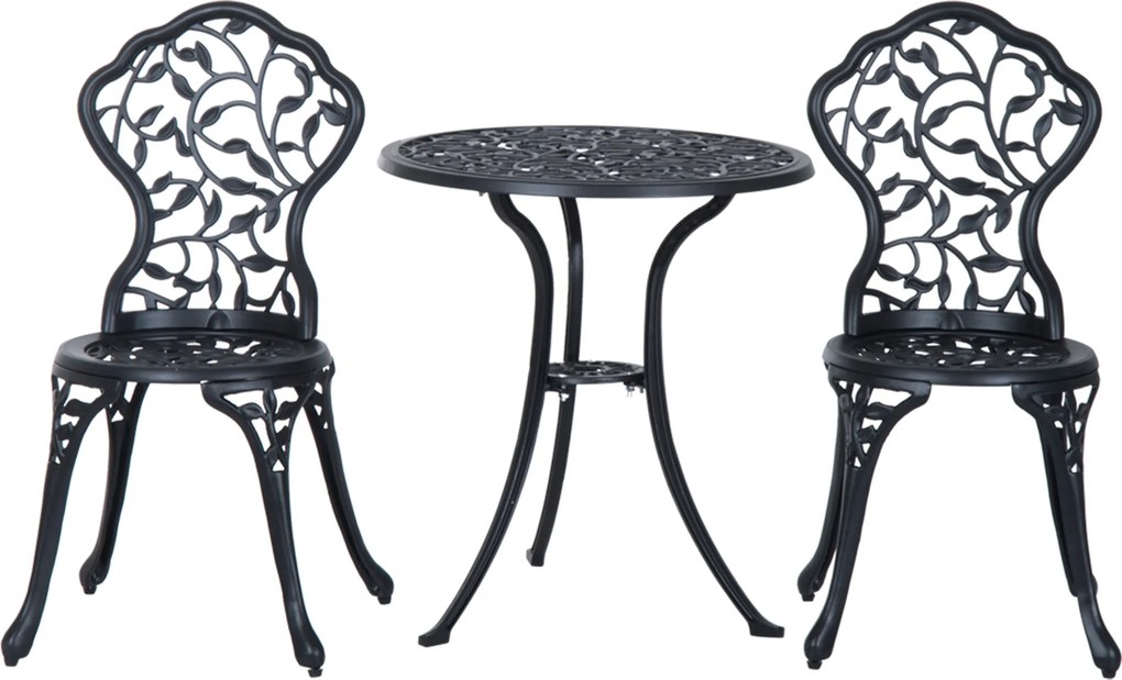 Outsunny Bistro set pro 2 osoby Balkonový nábytek set bistro stůl se 2 židlemi černý