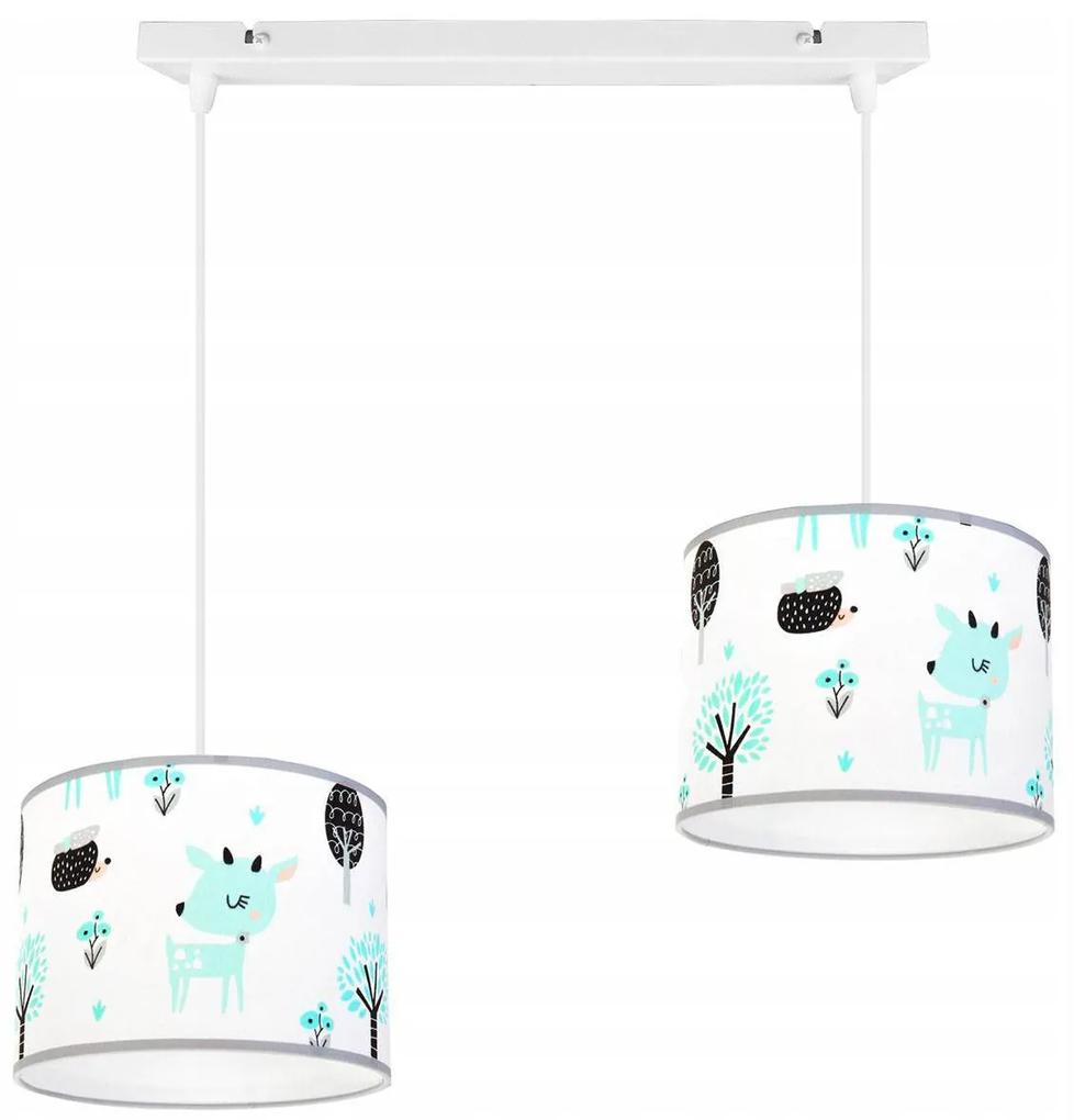 Dětské závěsné svítidlo Bambi, 2x textilní stínítko se vzorem, (výběr ze 2 barev konstrukce)