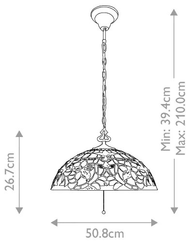 Elstead QZ-KAMI-P - Lustr na řetězu Tiffany KAMI 3xE27/60W/230V