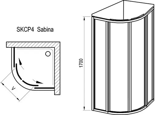 Ravak - Čtvrtkruhový sprchový kout čtyřdílný Supernova SKCP4-80 Sabina - satin, pearl plast