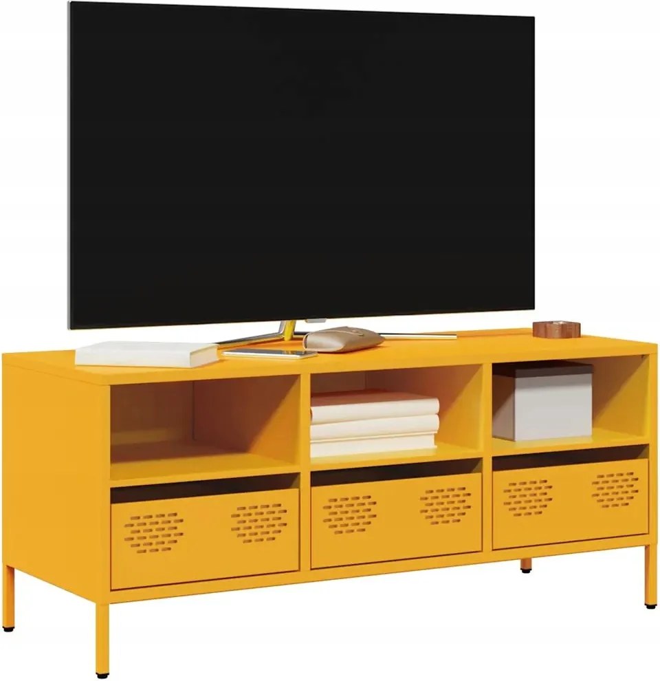 Tv Skříňka Černá 68 X 39 X 43,5 Cm Ocel Válcovaná Za Studena horčicově žlut