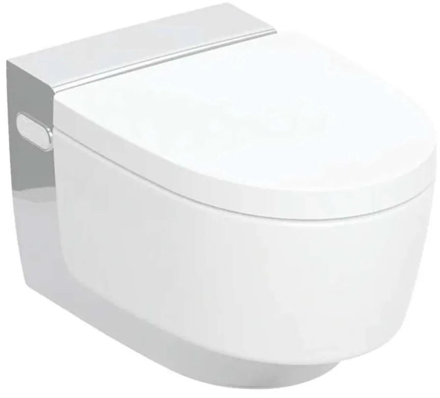Geberit AquaClean - Elektronický bidet Mera Comfort s keramikou, závěsný, TurboFlush, SoftClosing, KeraTect, bílá/lesklý chrom 146.210.21.1