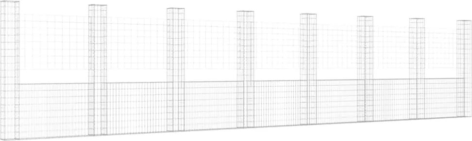 Gabionový koš ve tvaru U s 8 sloupky železo 860 x 20 x 200 cm 151295
