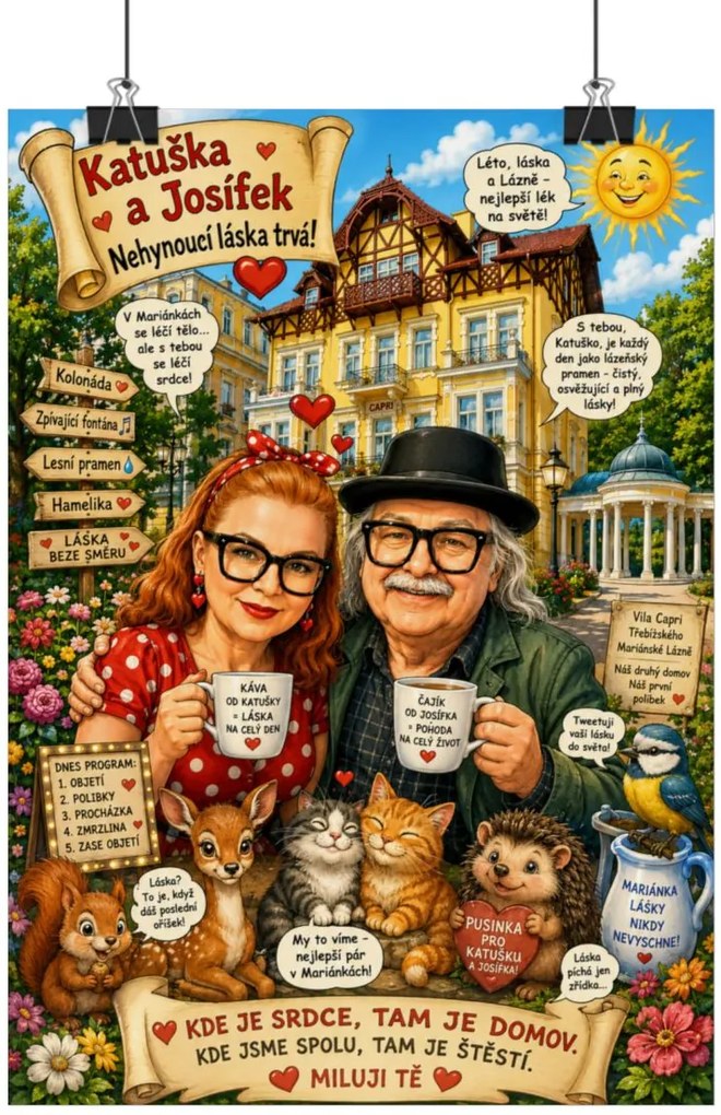 Osobní ilustrace z vlastní fotky na přání – Retro Pin-Up styl – Plakát A4 Varianta grafického zpracování:: Kreslený styl