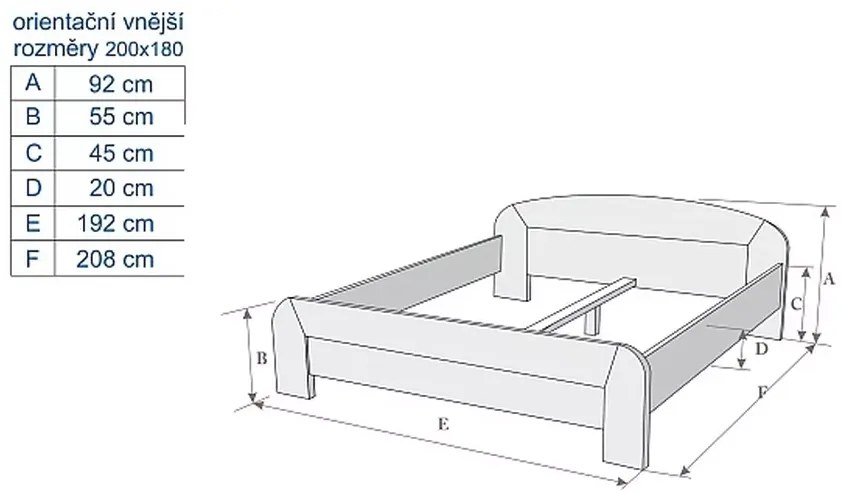 Lucatec Dřevěná postel Samuel 200x90 Jádrový buk