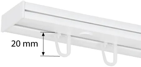 Dekodum Stropní kolejnice z PVC dvouřadá bílá Délka: 360 cm, Typ přichycení: háčky