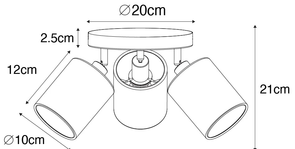Moderní bodové svítidlo černé se zlatým vnitřkem 3-světlo - Lofty
