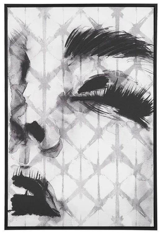 Zarámovaný obraz na plátně tvář ženy 63 x 93 cm šedý ERRANO Beliani