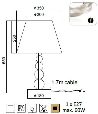 ACA DECOR Stolní lampa OLIVIA max. 60W/E27/230V/IP20