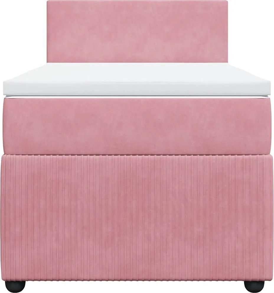 Box spring postel s matrací růžová 80 x 200 cm samet 3287589