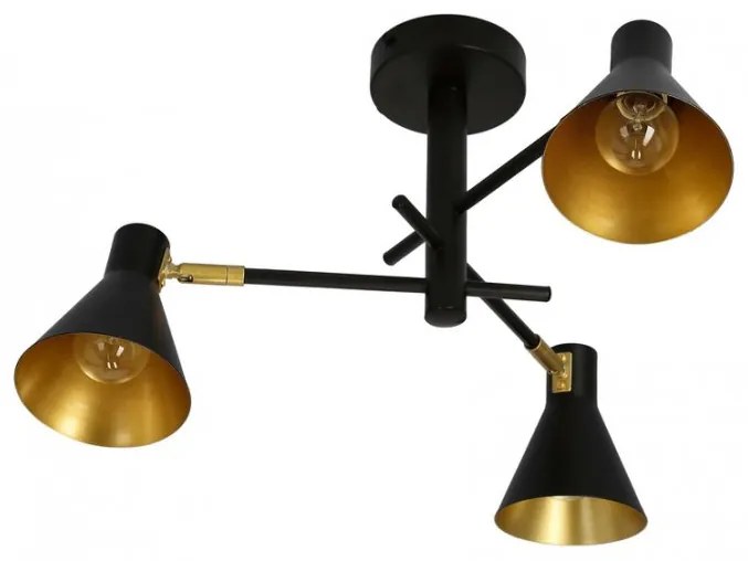 Černo-zlatý závěsný lustr Less pro žárovku 3x E14  - Candellux