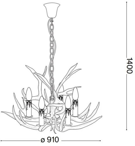 Ideal Lux - Lustr na řetězu CHALET 8xE14/40W/230V paroží