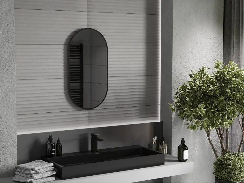 Mexen Loft zrcadlo koupelnové oválné 75 x 40 cm, černý rám - 9851-075-040-000-70