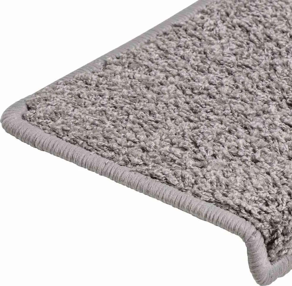 Schodové rohože 15 ks 65 x 21 x 4 cm šedé s obdélníkovým okrajem 134575