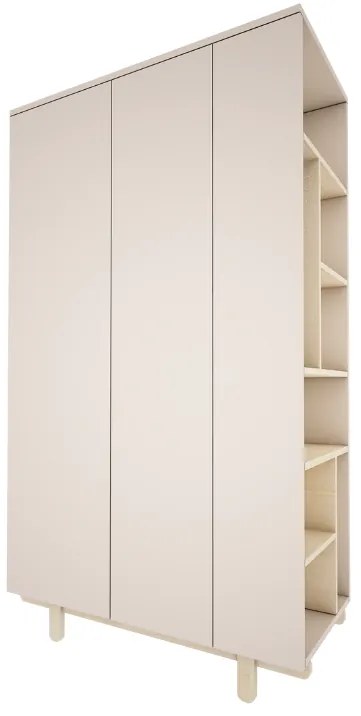 Designová šatní skříň s otevřeným regálem BASIC kašmírová
