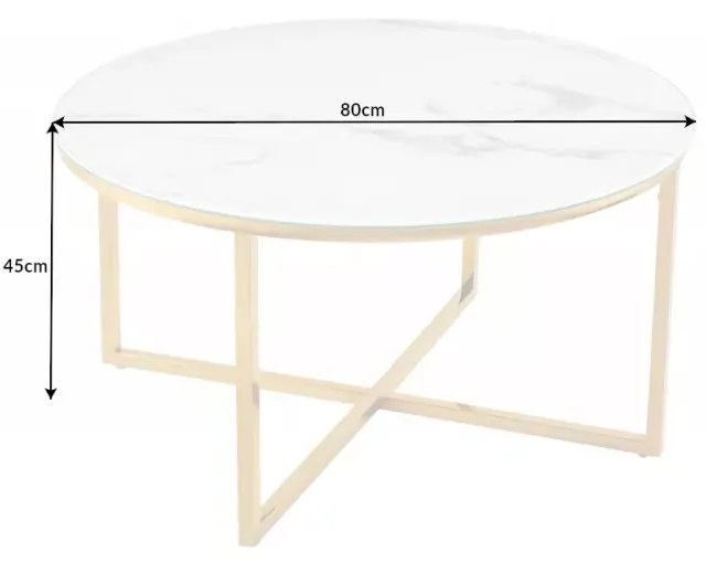 Massive home | Konferenční stolek ELEGANCE GOLD X 80 CM bílý mramorový vzhled