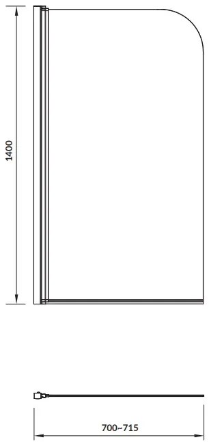 Cersanit Easy New, 1-křídlová vanová zástěna 70(délka) x 140(výška) cm, čiré sklo, chromový profil, S301-289