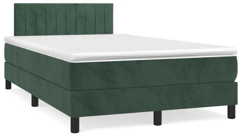 vidaXL Box spring postel s matrací tmavě zelená 120 x 200 cm samet