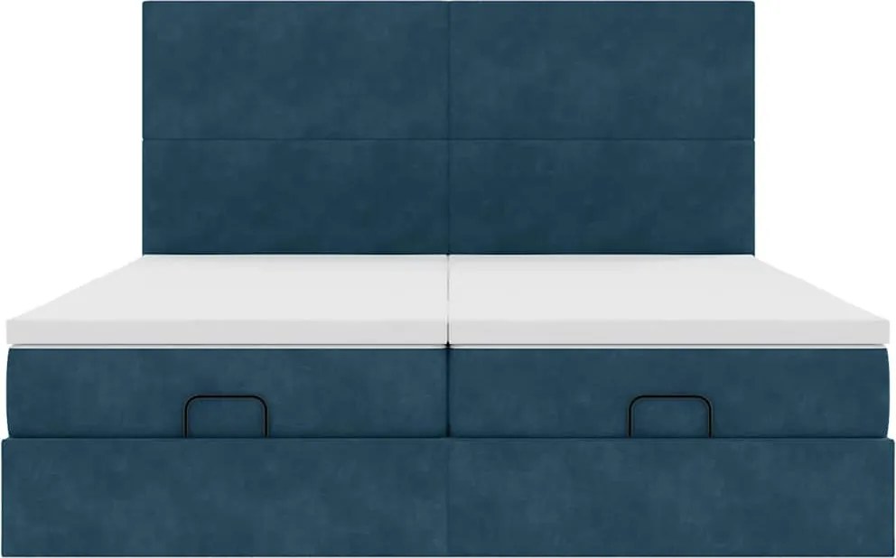 Osmanský rám postele s matracíes tmavě modrá 160x200cm samet 3313752