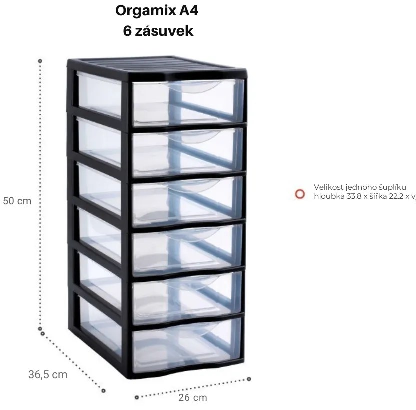 SUNDIS Úložný box s 6 zásuvkami, antracit, OFFICEMIX