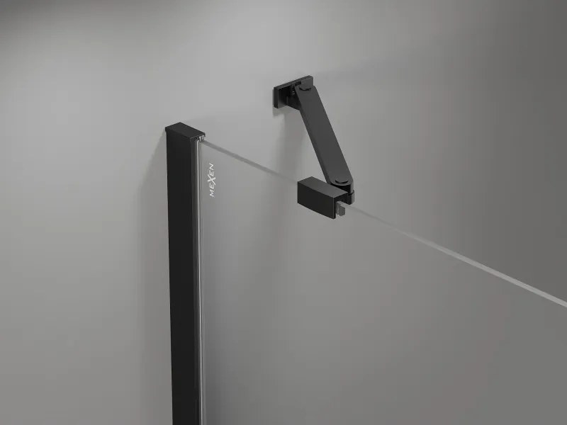 Mexen Mist-H, 1-křídlé sprchové dveře pravé 130 cm, čiré sklo, černý profil, 8A5-130-001-70-00-P