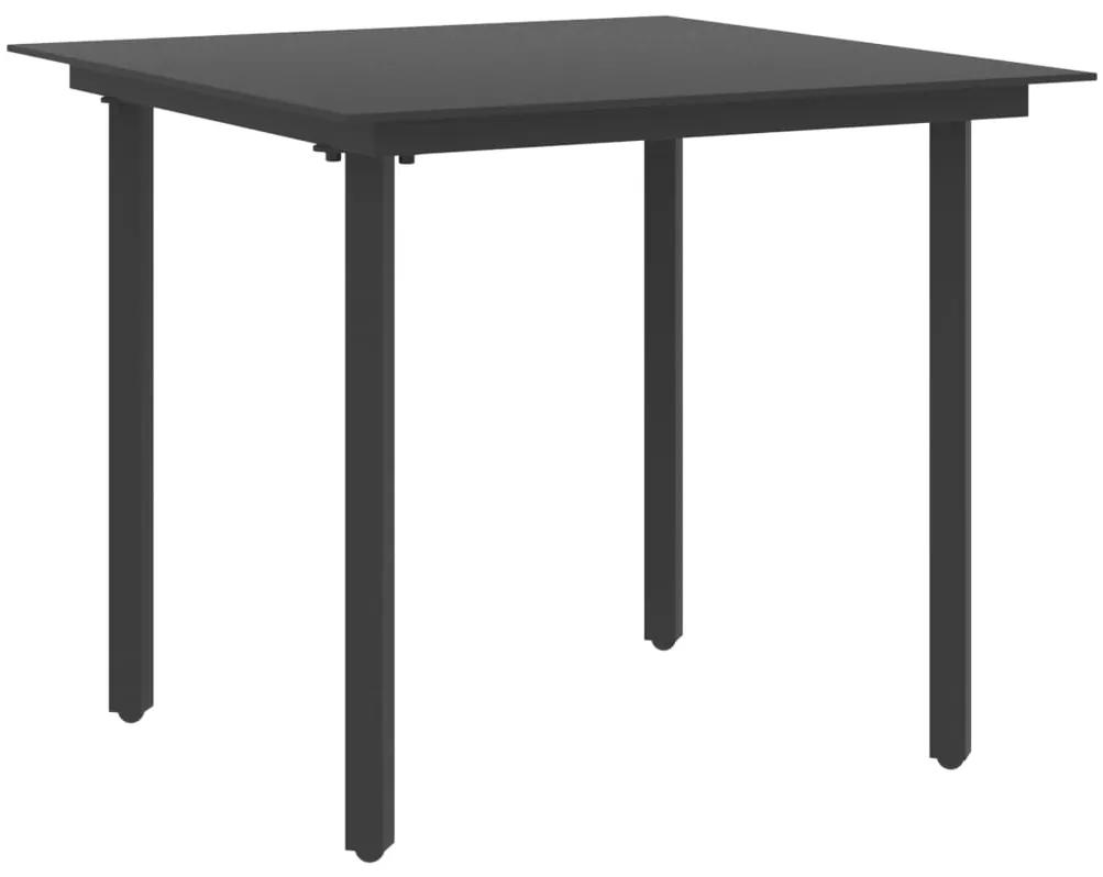 313109 vidaXL Zahradní jídelní stůl černý 80 x 80 x 74 cm ocel a sklo