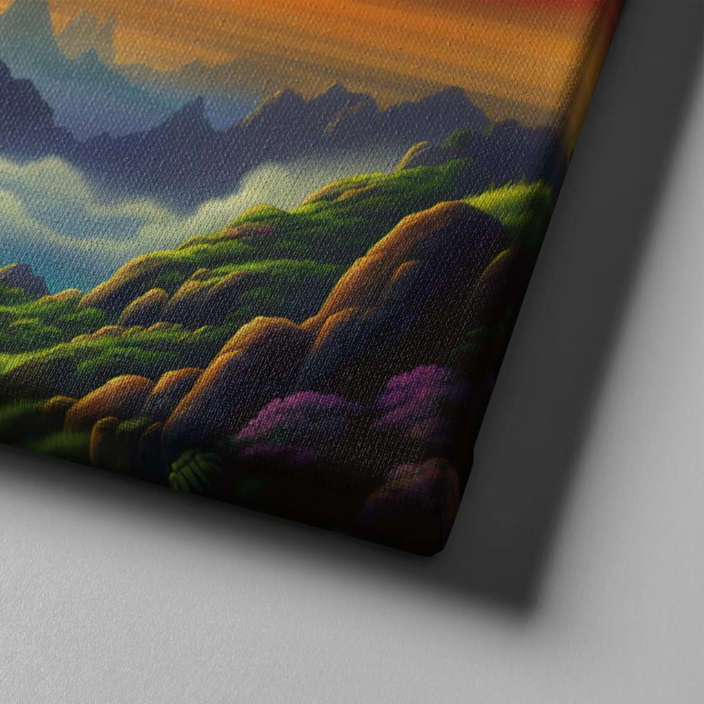 Obraz na plátně - Košatý strom života horské panorama FeelHappy.cz Velikost obrazu: 240 x 80 cm