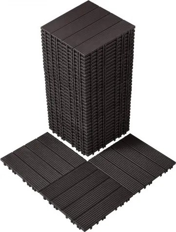 zámkové palubkové dlaždice 36 Kusů 30,5 × 30,5 cm vodotěsné pro verandu tmavě hnědá