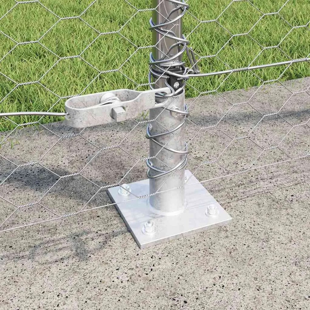 Hexagonální plot s betonovým základem 50 x 1,4 m Stříbrná 3353844