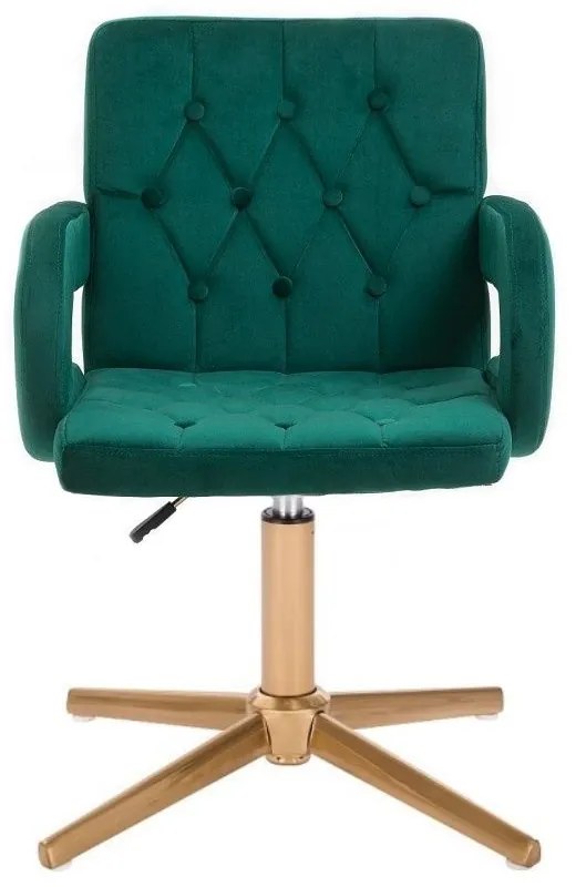 LuxuryForm DESIGN Otočná židle BOSTON VELUR na zlatém kříži - zelená