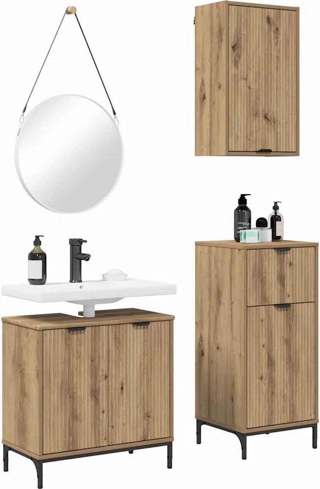 Sada koupelnového nábytku 3 ks Artisanový dub 39,5 x 36 x 88 cm 3393112