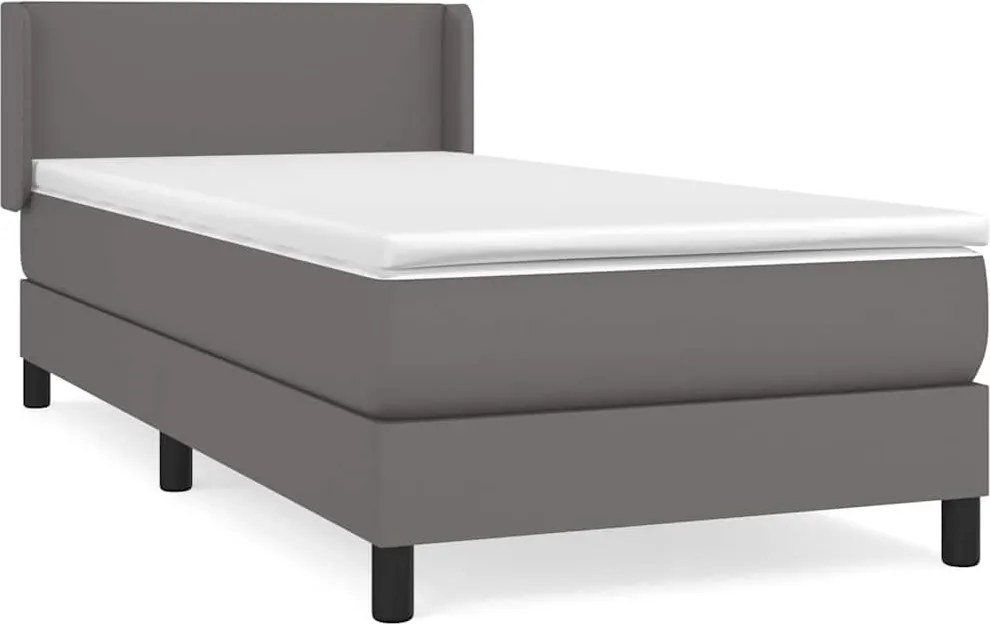 Box spring postel s matrací šedá 90x190 cm umělá kůže 3130635