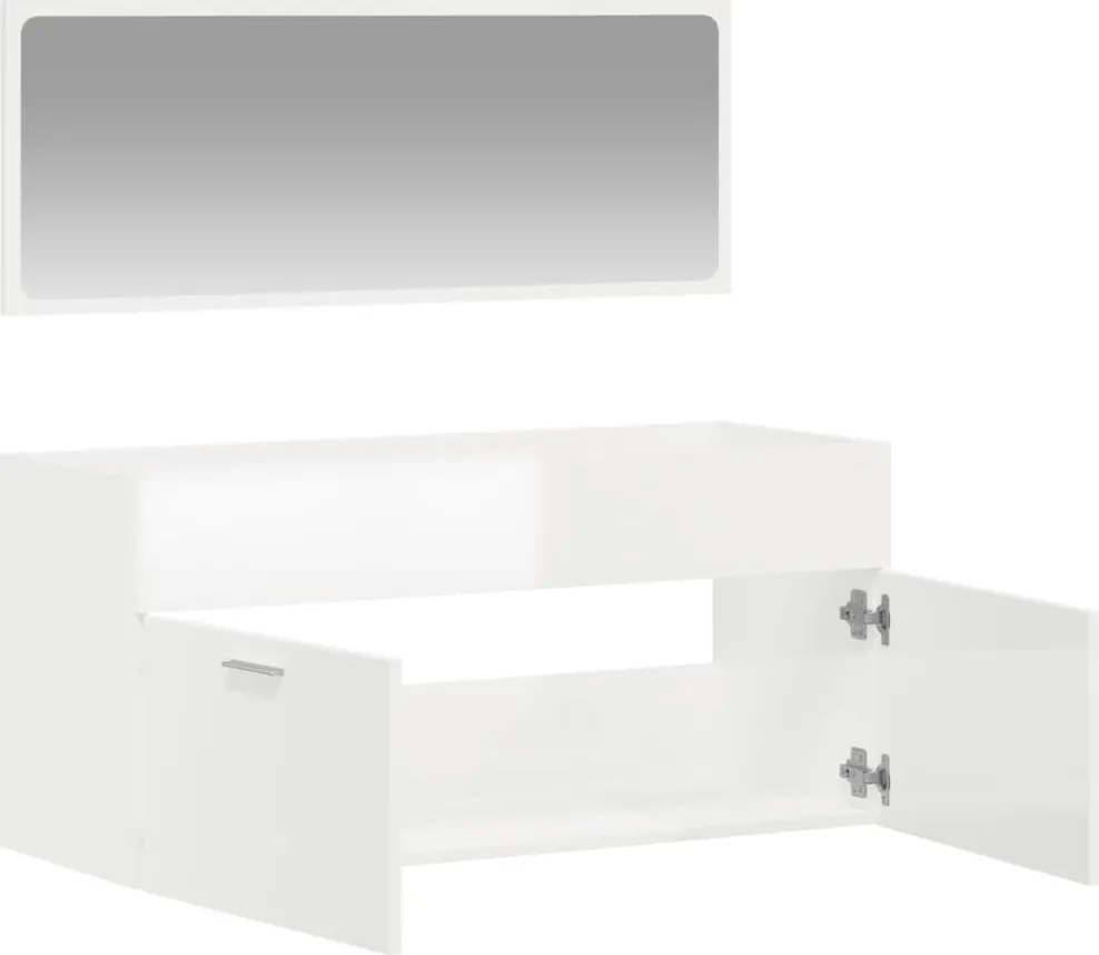 vidaXL Koupelnová skříňka se zrcadlem kompozitní dřevo [833888] Barva: Bílá