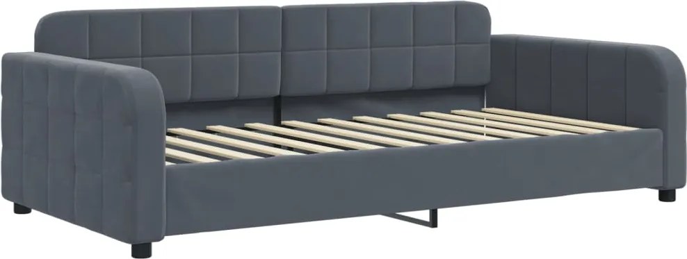 Válenda s přistýlkou a matracemi tmavě šedá 90 x 200 cm samet 3196954