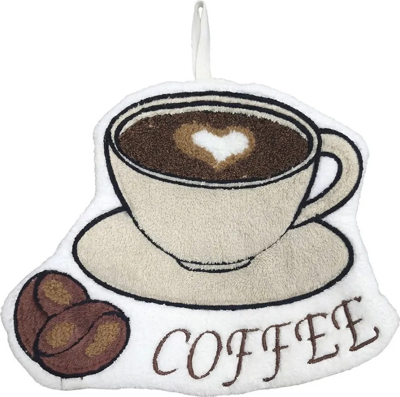 Plyšový ručník pro hosty Coffee - 20*1*22 cm
