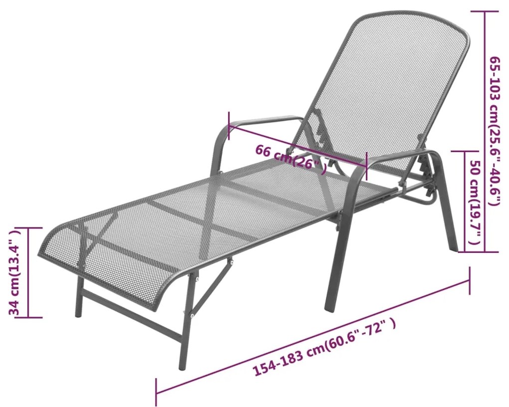 vidaXL Zahradní lehátko ocelové antracitové