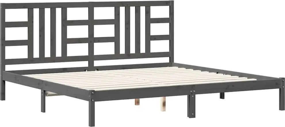 Rám postele šedý masivní dřevo 200 x 200 cm 3105427