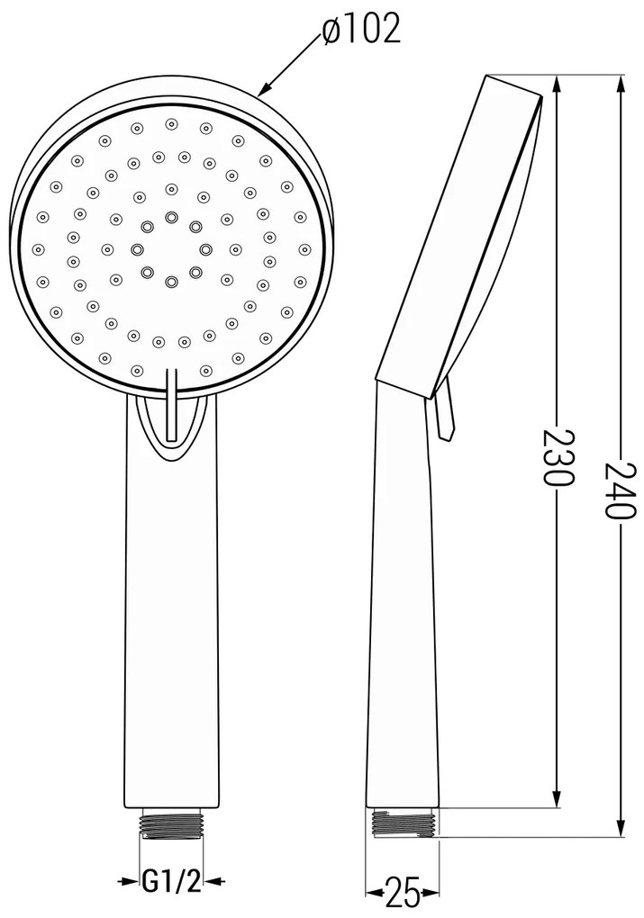 Mexen příslušenství - hlavice ruční sprchy R75 Circle, 3-funkce, chrom, 79575-02