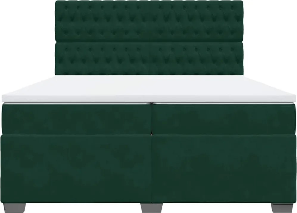 Box spring postel s matrací tmavě zelená 200x200 cm samet 3291011